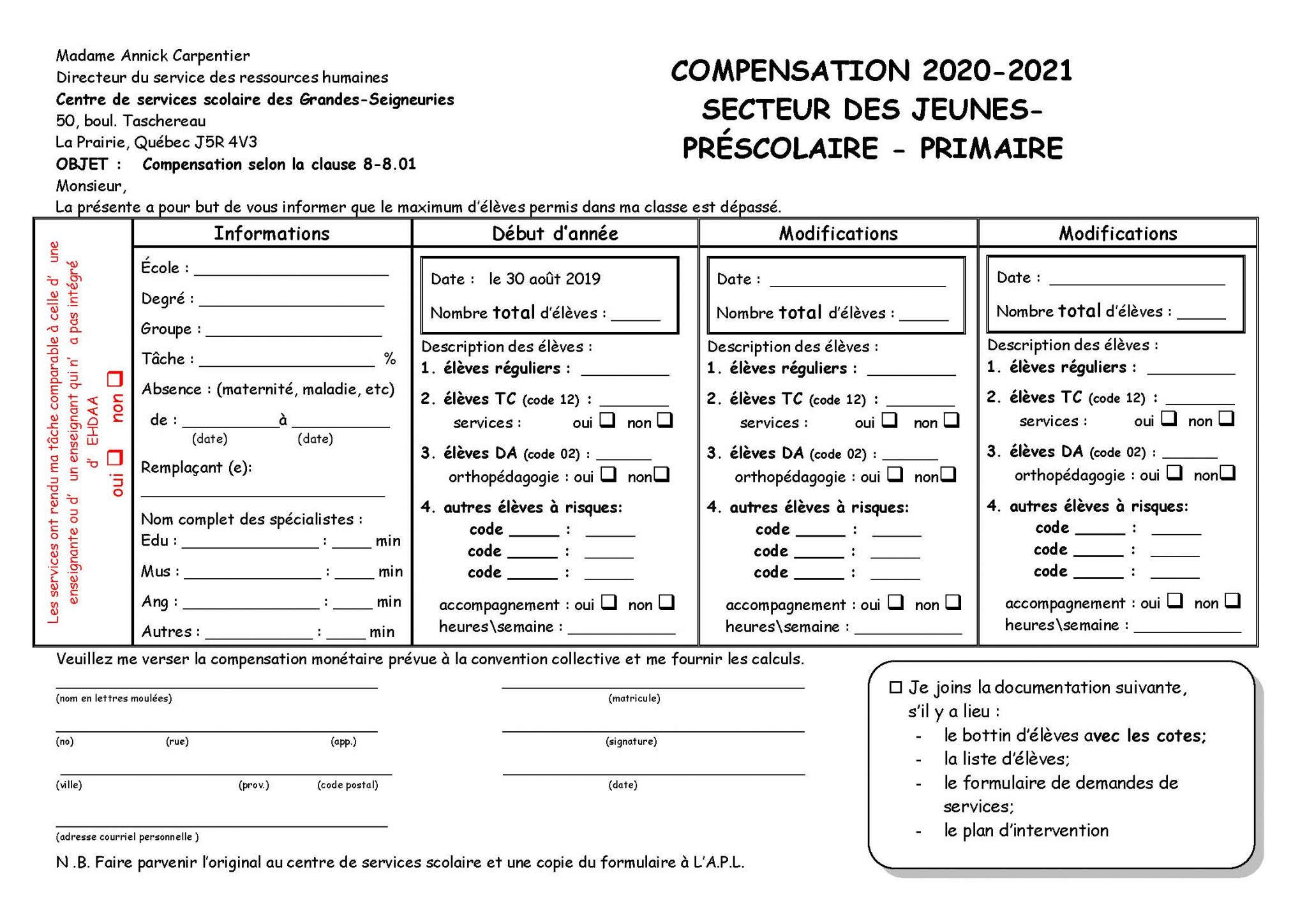 Compensation pour dépassement des maxima d’élèves | Association des ...